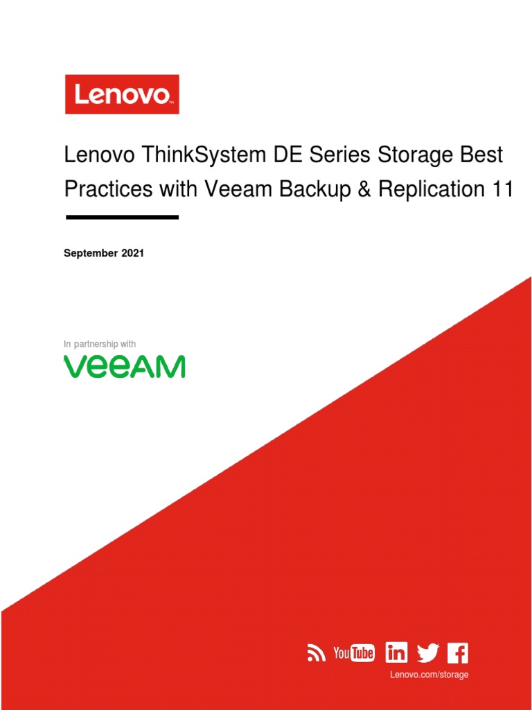 Lenovo de Series Storage Best Practices With Veeam Backup Replication | PDF | Backup | Computer ...