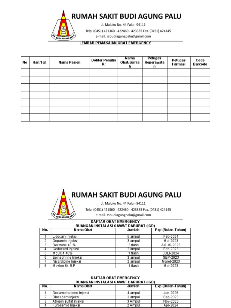 Lembar Pemakaian Obat Emergency Pdf