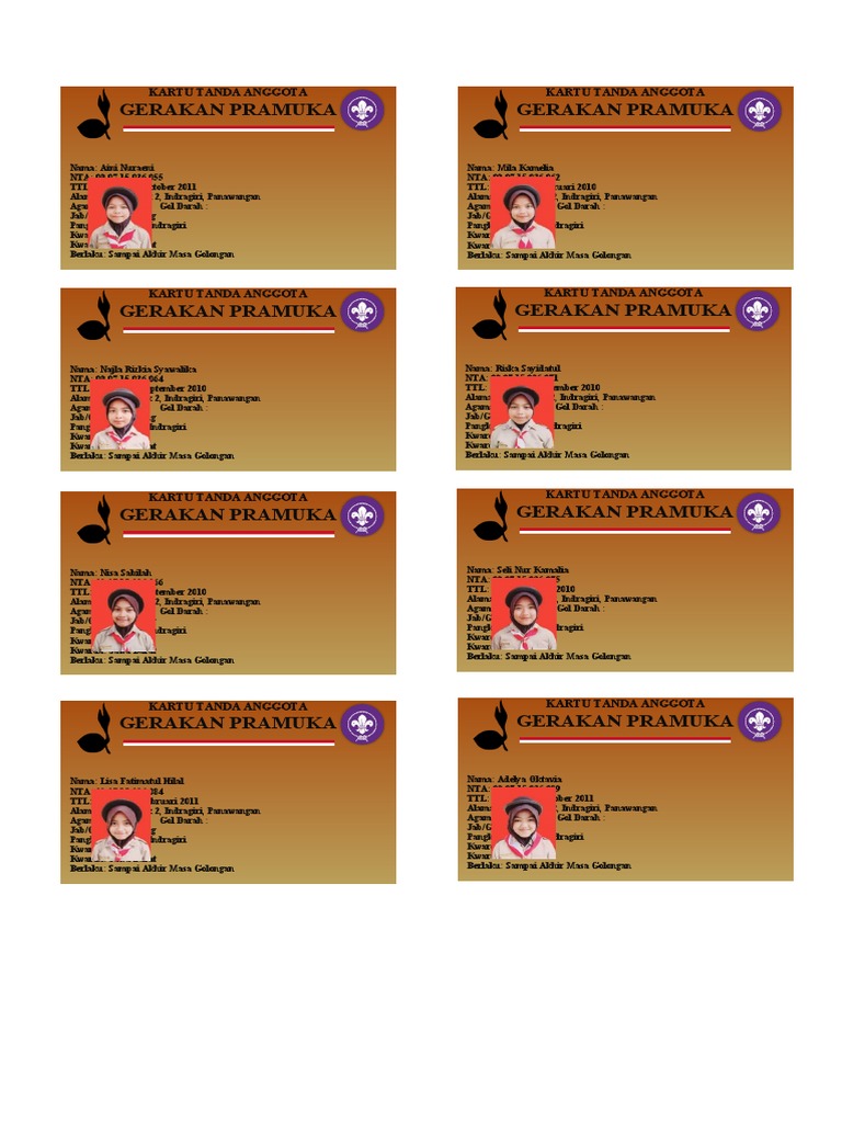 Gerakan Pramuka Gerakan Pramuka: Kartu Tanda Anggota Kartu Tanda Anggota | PDF