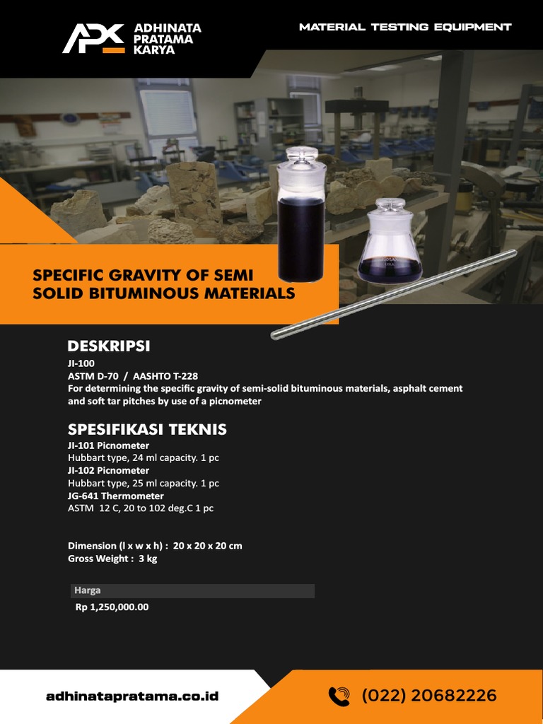 Specific Gravity of Semi Solid Bituminous Materials: Deskripsi | PDF ...