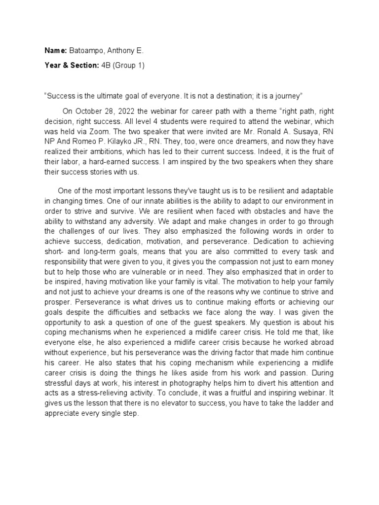 Reflection Career Webinar | PDF | Behavioural Sciences | Behavior Modification