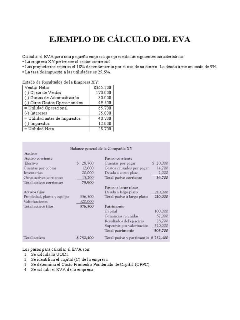 Cálculo Del Eva | PDF