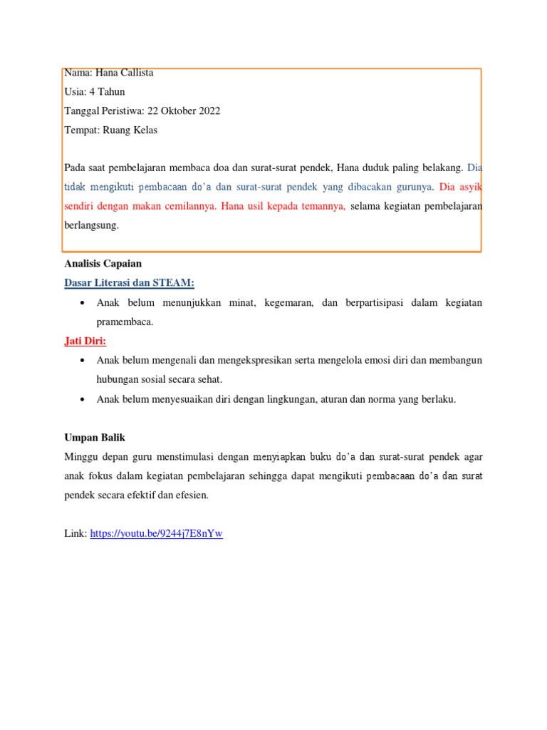 Asesmen Anekdot | PDF