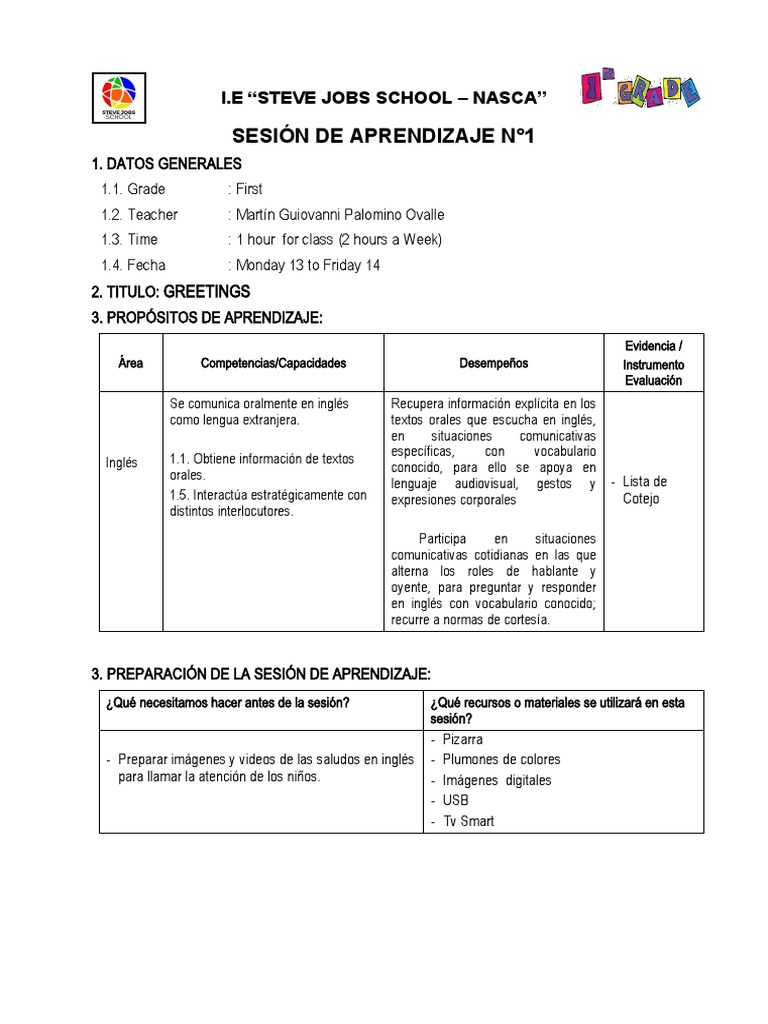 FIRST SESSION 13th To 14 TH GREETINGS Checklist Worksheets | PDF ...