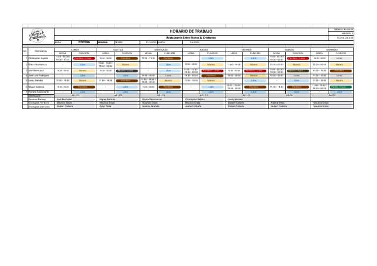 Formato Horarios | PDF