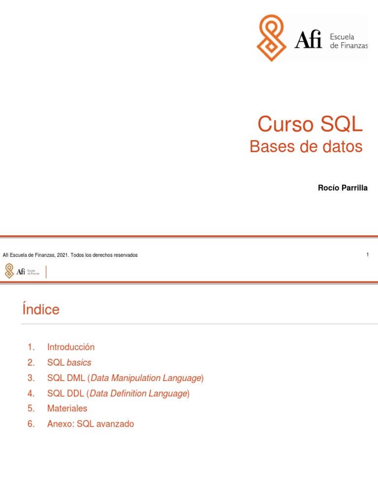Curso SQL | PDF | Base de datos relacional | SQL