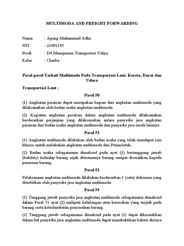 Multimoda and Freight Forwarding | PDF