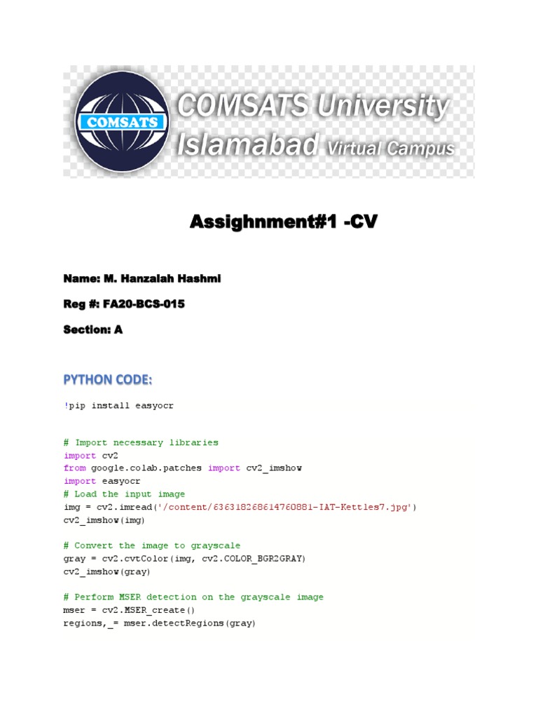 Computer Vision Assignment For Text Extraction | PDF