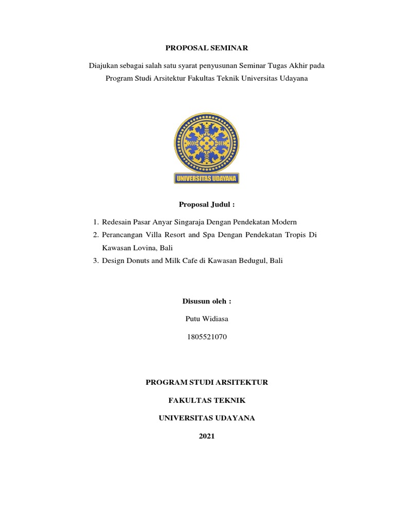 Putu Widiasa - Proposal Judul Seminar | PDF