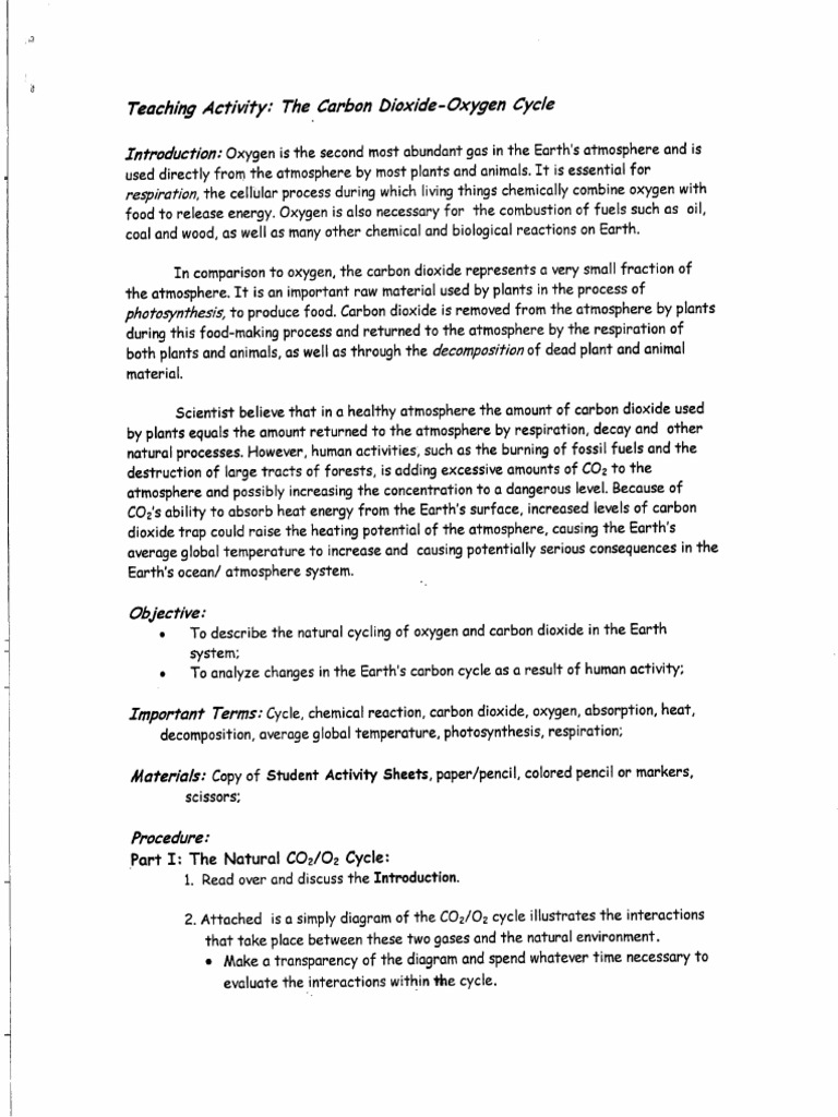 Carbon Dioxide - Oxygen Cycle ... | PDF