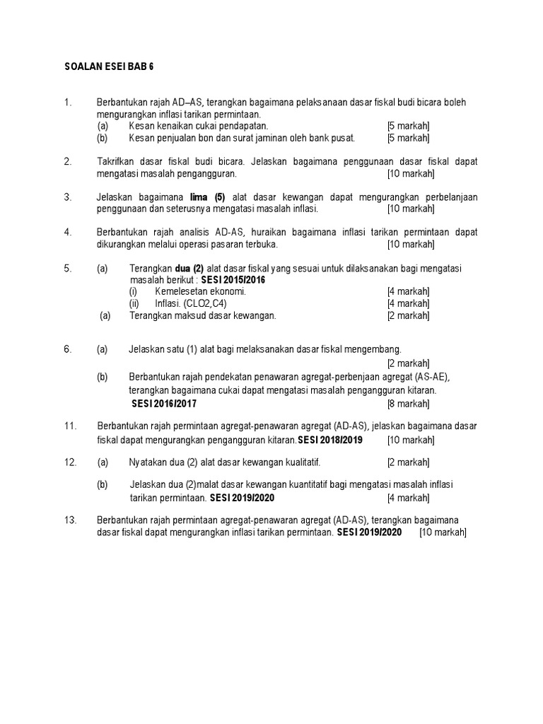 Soalan Esei Bab 6 | PDF