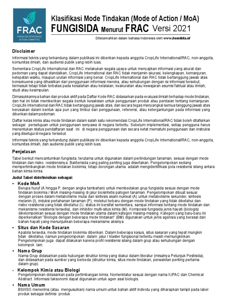 MoA FRAC Versi 2021 | PDF