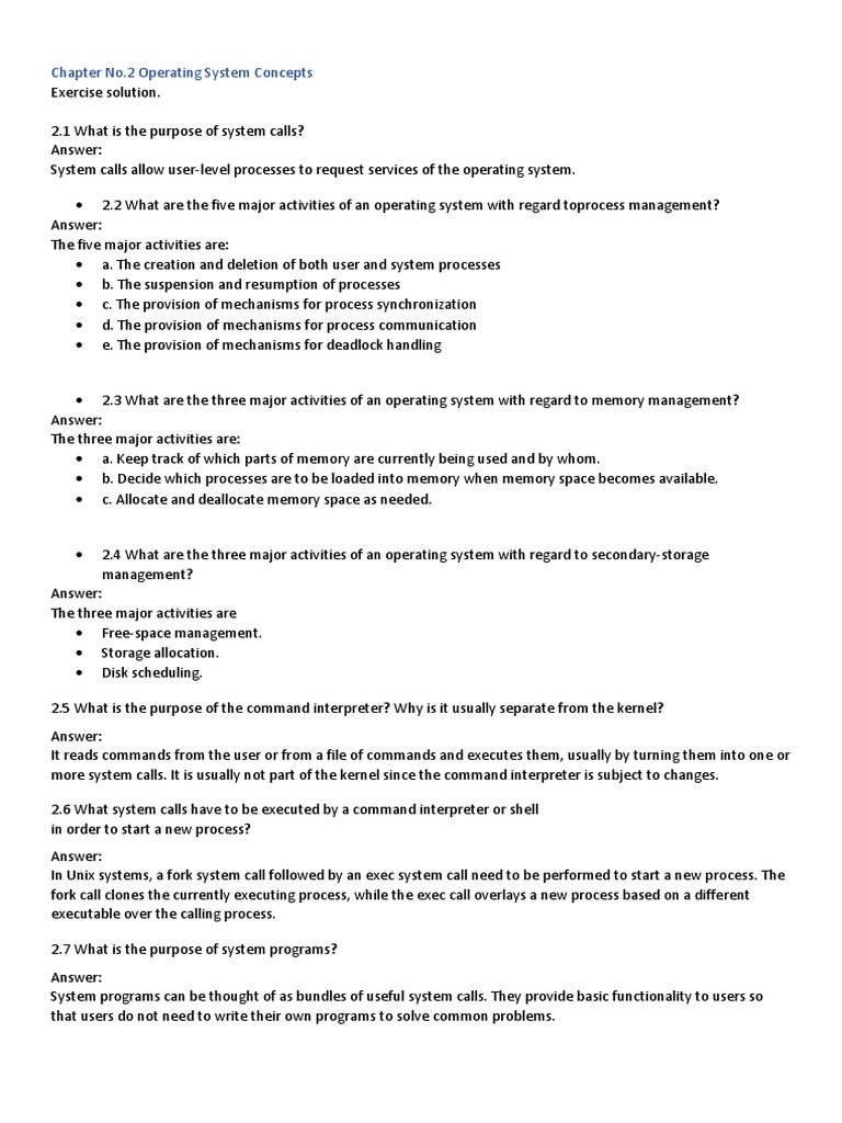 Chapter No.2 Operating System Concepts | PDF | Operating System | Kernel (Operating System)
