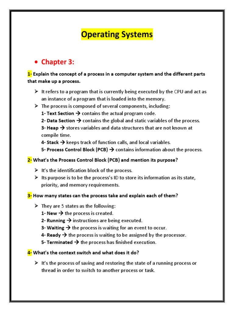 Operating Systems: - Chapter 3 | PDF | Process (Computing) | Network Socket