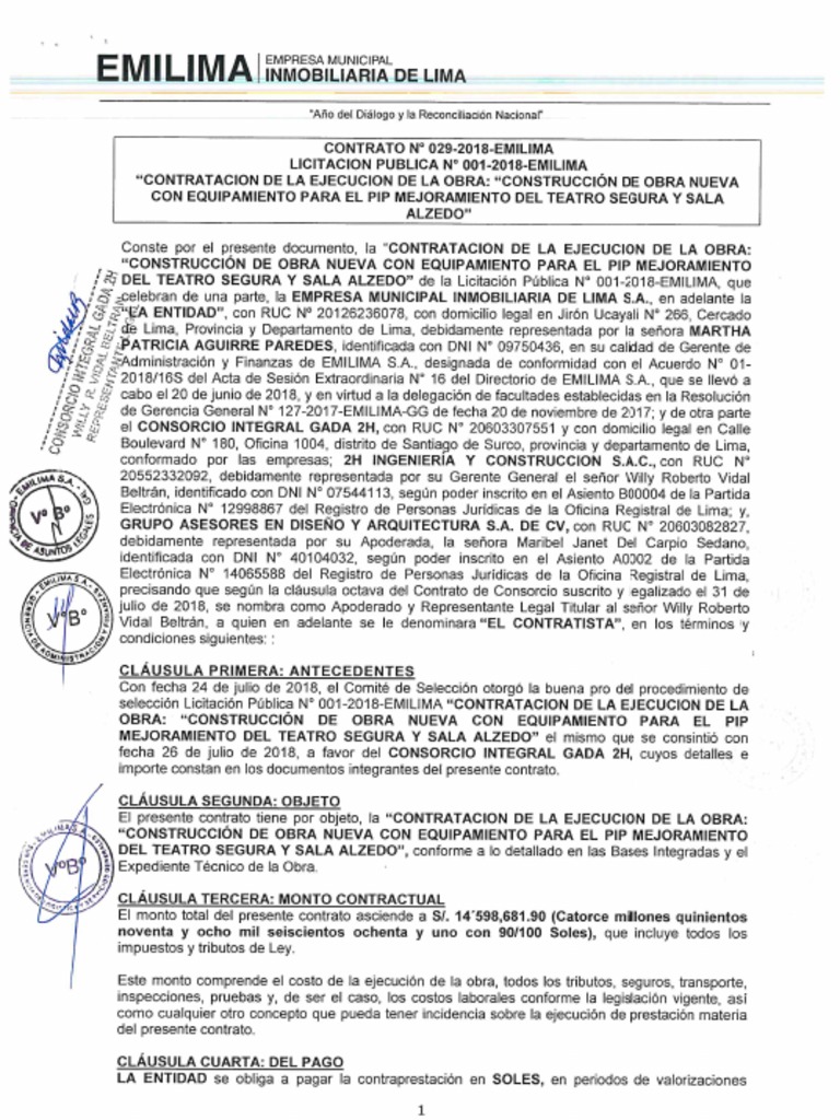 Contrato 029-2018-Emilima | PDF