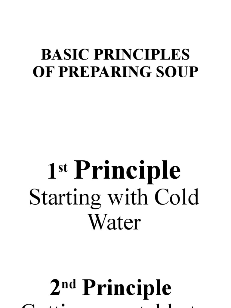 Basic Principles of Preparing Soup | PDF