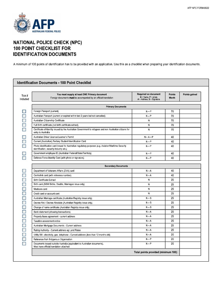 100 Point Checklist | PDF