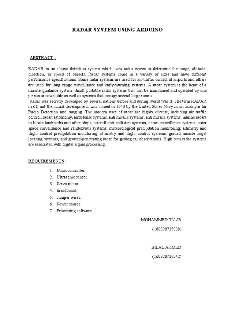 Arduino-Based Radar System Guide | PDF