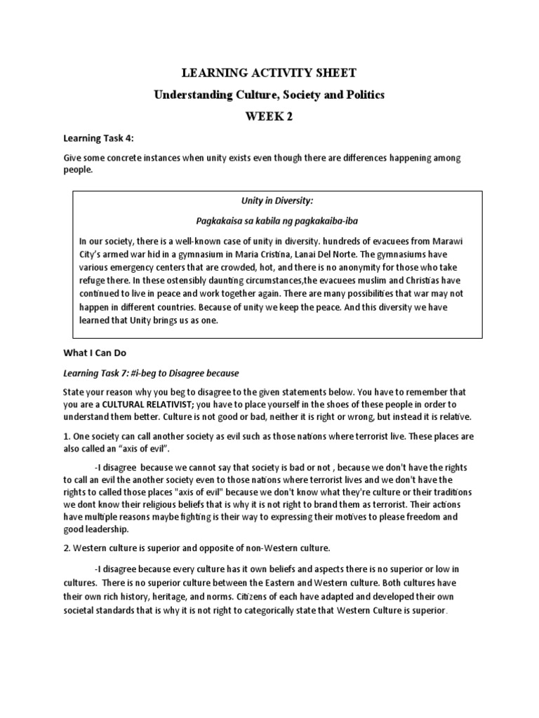 Activity Sheet Week 2 | PDF | Social Science