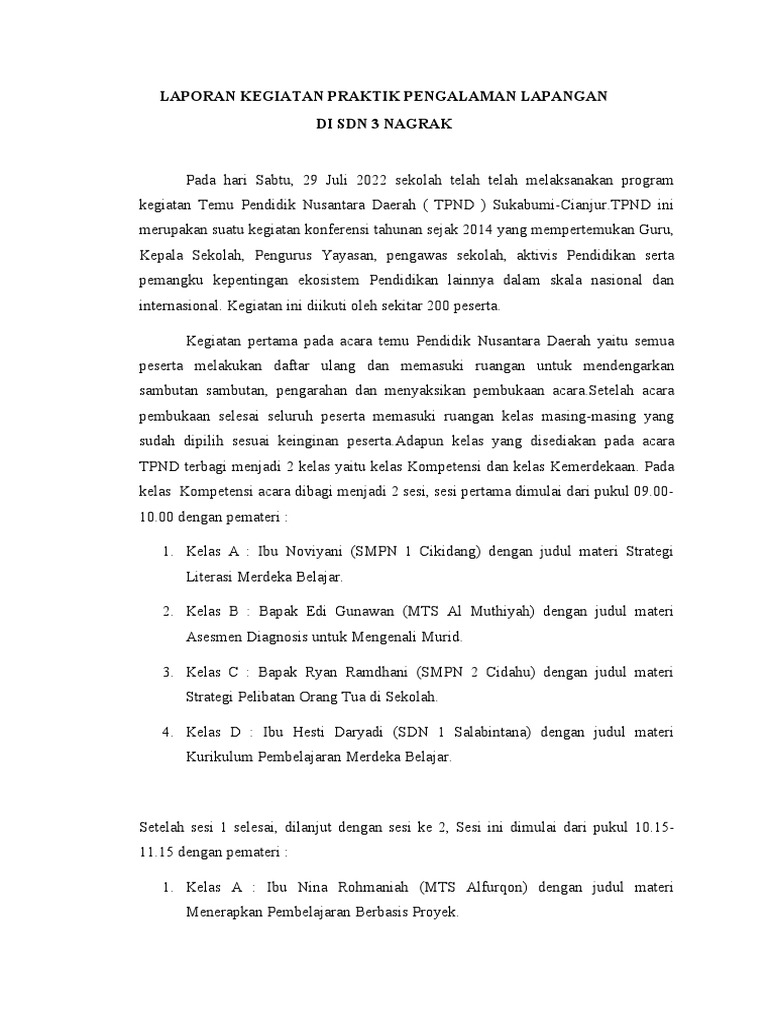 Jurnal Kegiatan PPL SD | PDF | Karier & Perkembangan