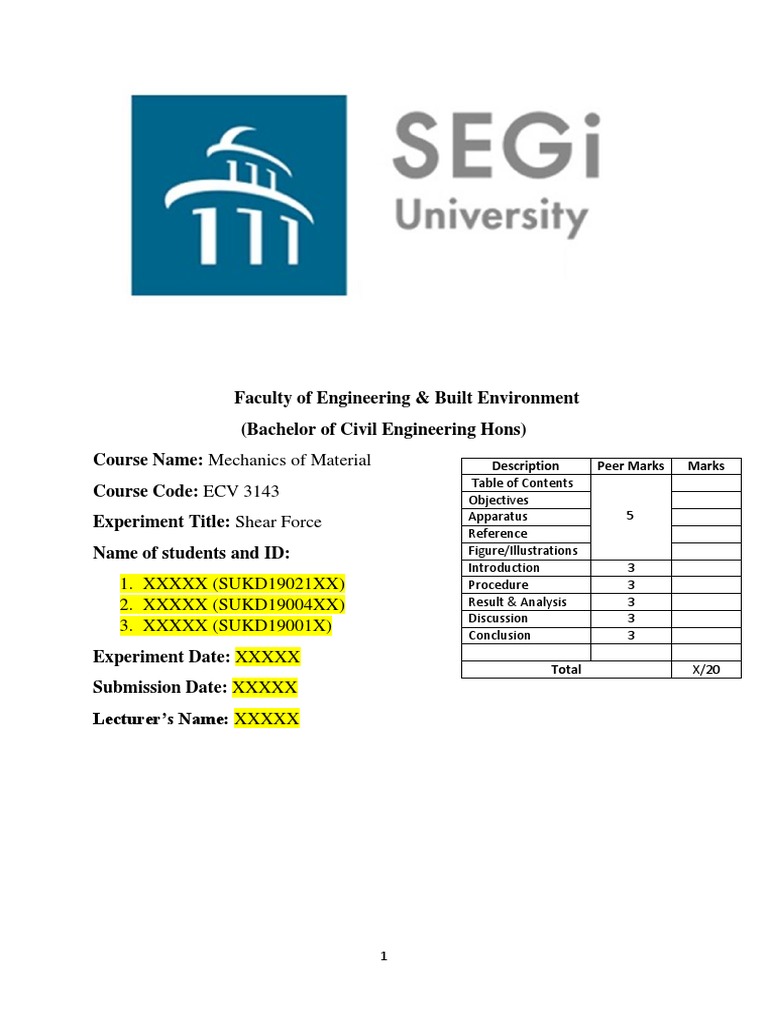 Shear Force Experiment in Civil Engineering | PDF | Bending | Beam ...
