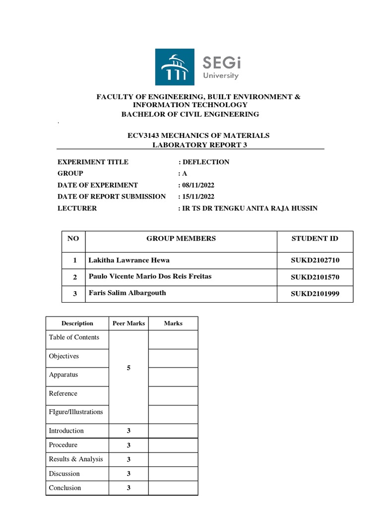 Lab3-Deflection MOM | PDF | Beam (Structure) | Bending