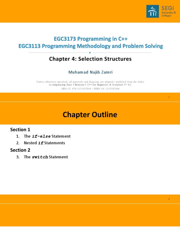 04 - EGC3173 - EGC3113 - Selection Structures | PDF | Computer Science | Computer Programming