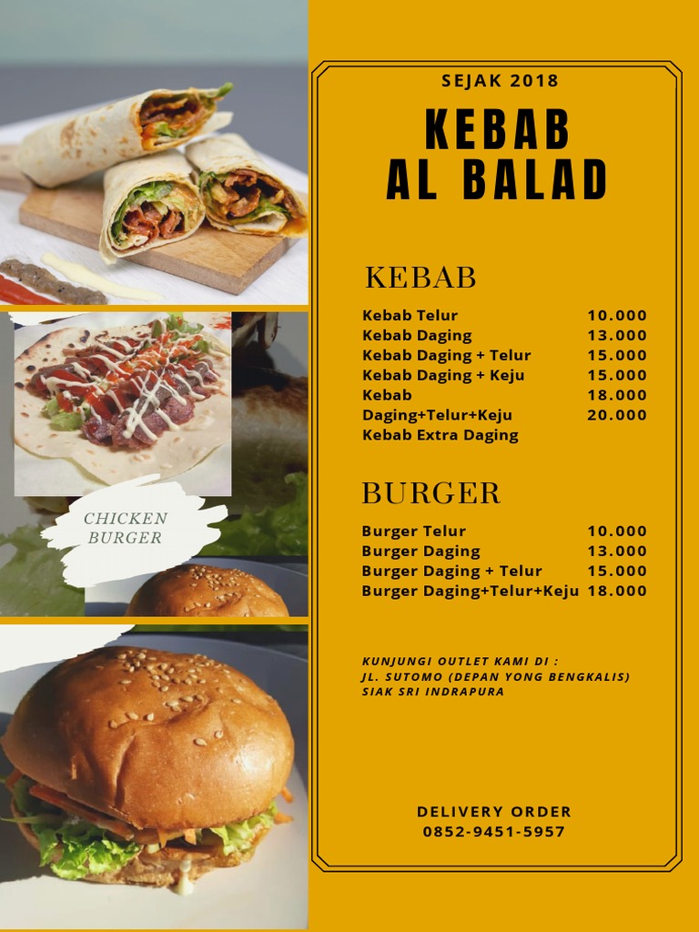 Daftar Harga Makanan dan Minuman di Kebab Al Balad | PDF