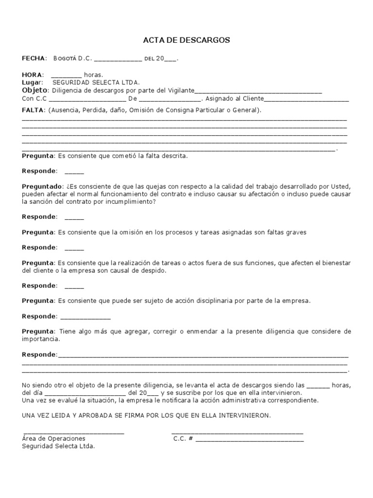 Acta de Descargos | PDF