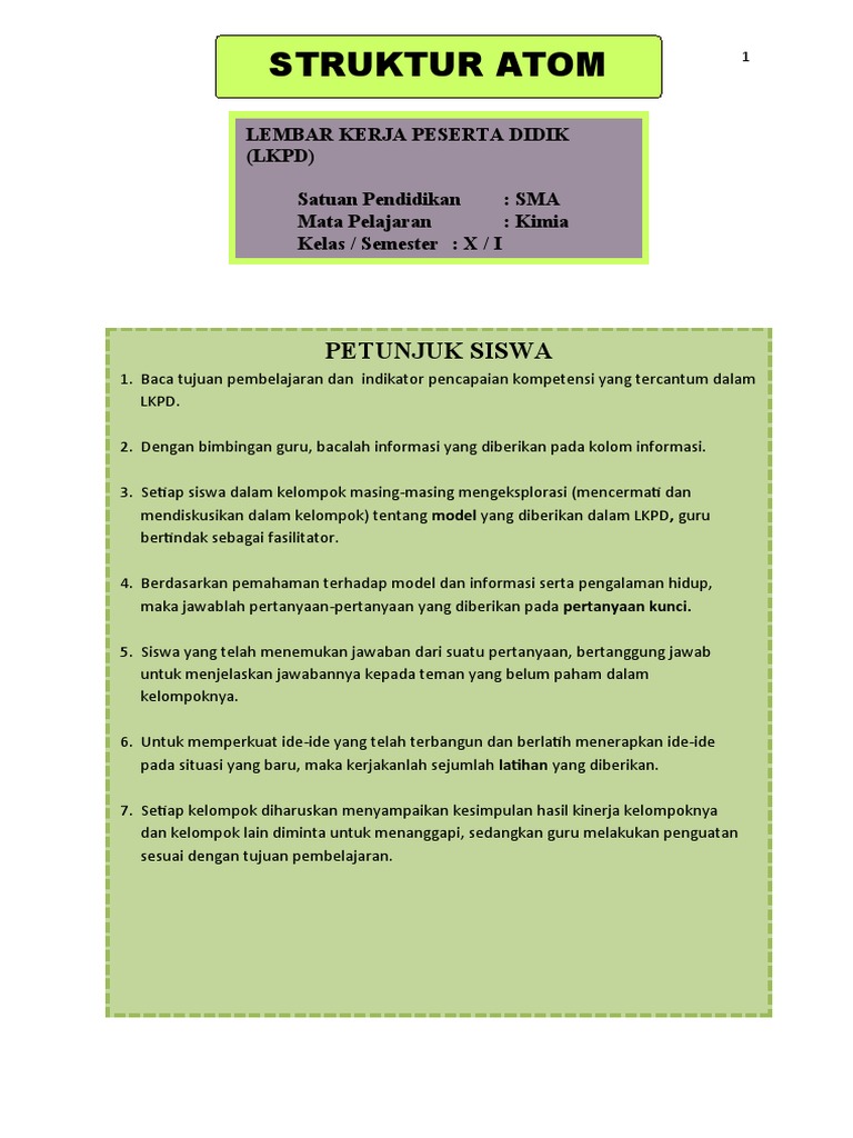 LKPD Teori Atom | PDF