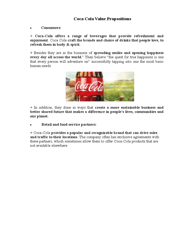 Coca Cola Value Propositions | PDF