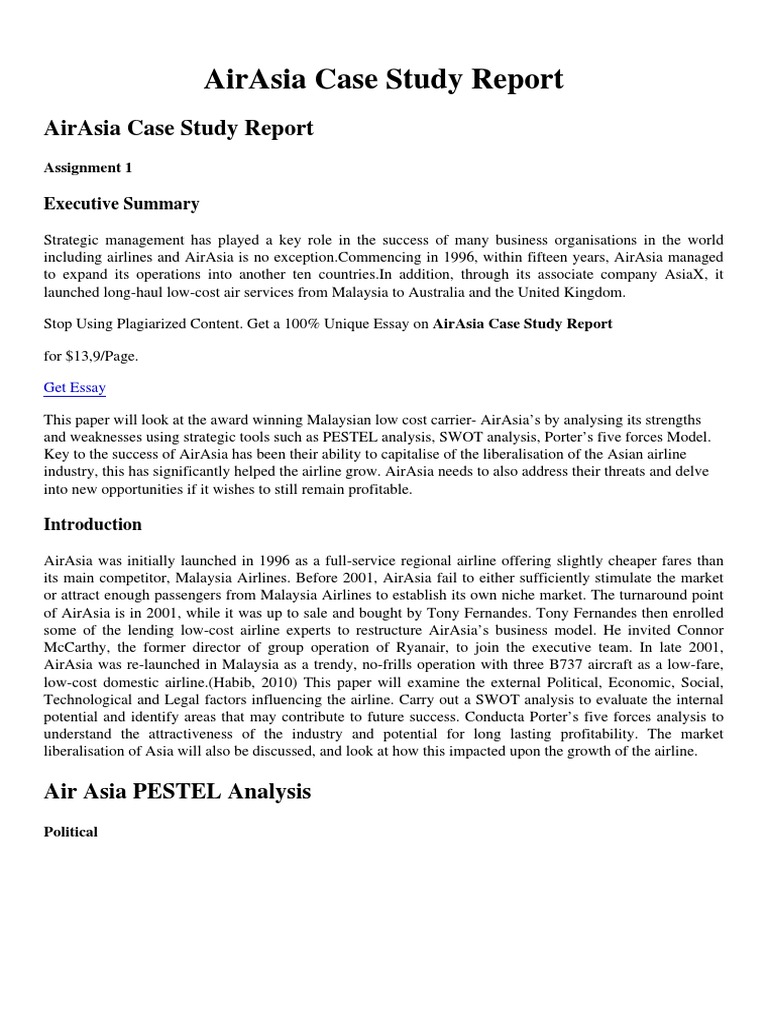 AirAsia_Case_Study_Report1 | PDF | Low Cost Carrier | Airlines