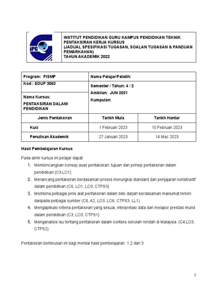 Edup3063 Tugasan | PDF