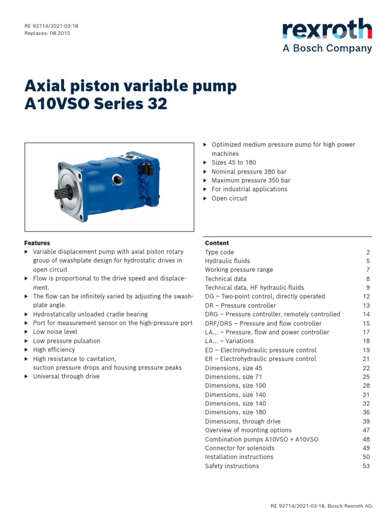 Axial Piston Variable Pump A10VSO Series 32 - R902462477 - Data Sheet ...