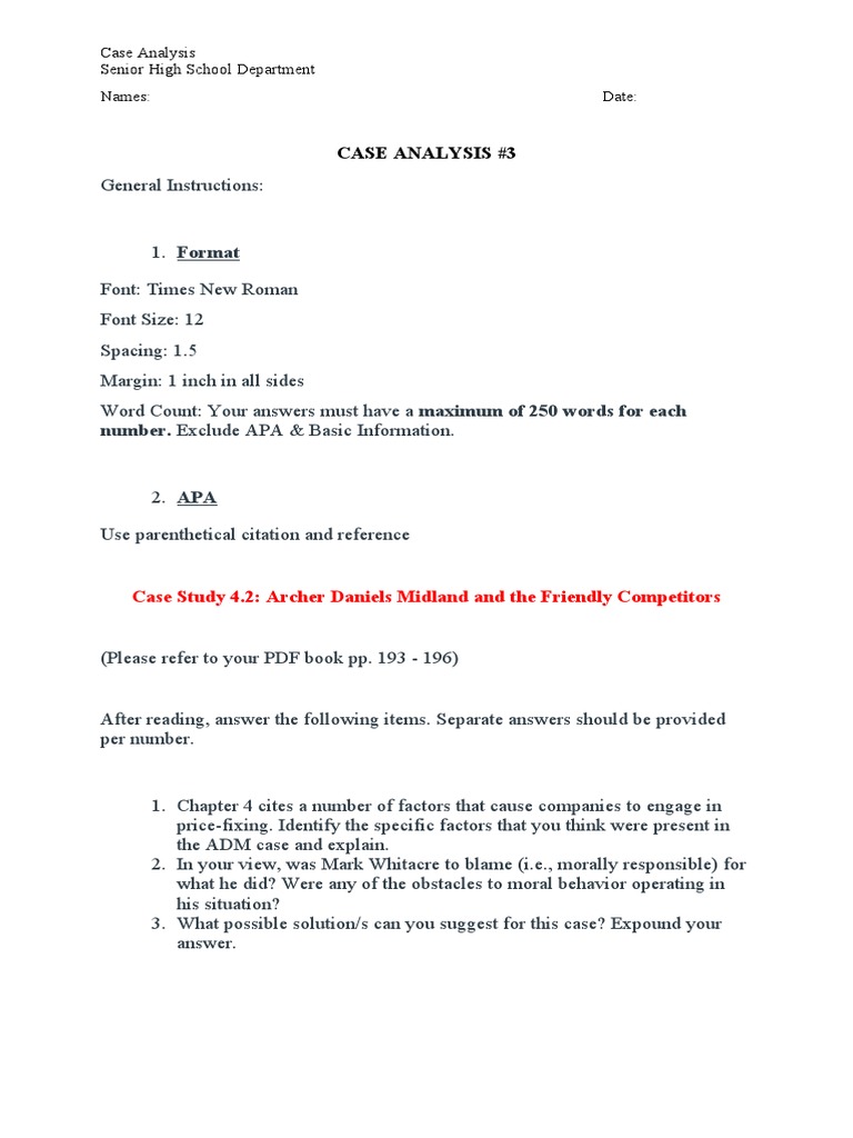 ADM Friendly Competition Case Study Questions | PDF