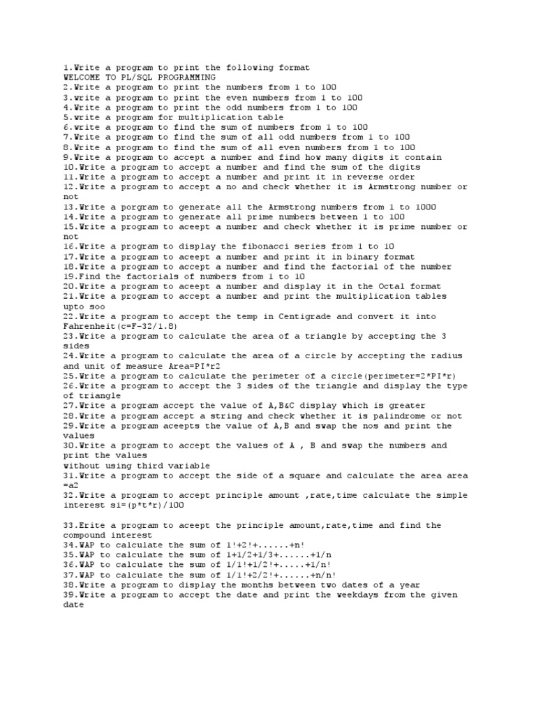 Plsql Assignment Answers Pdf Elementary Mathematics Teaching Mathematics 5469