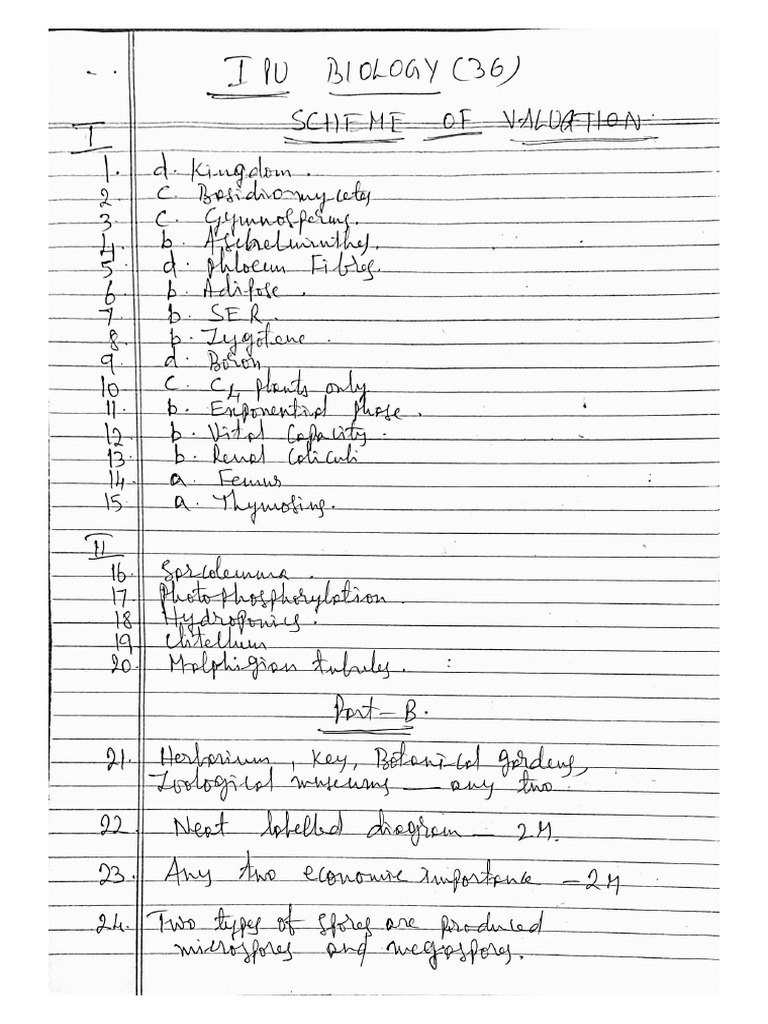 1 PUC Biology (Scheme) | PDF