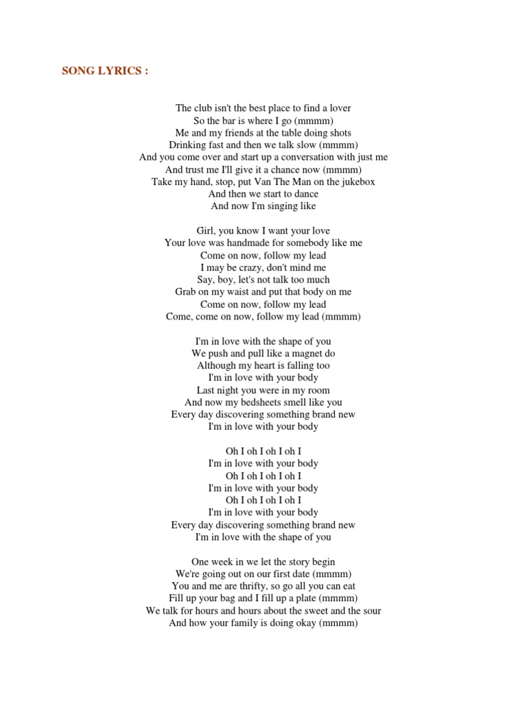 Shape of You Lyrics | PDF