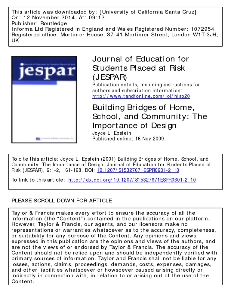 Joyce L. Epstein | PDF | Teachers | Homework