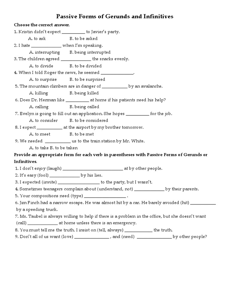Passive Forms of Gerunds and Infinitives | PDF