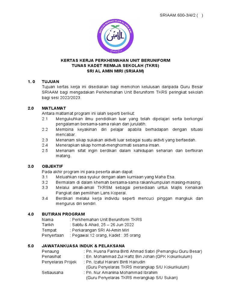 Perkhemahan Unit Beruniform TKRS | PDF
