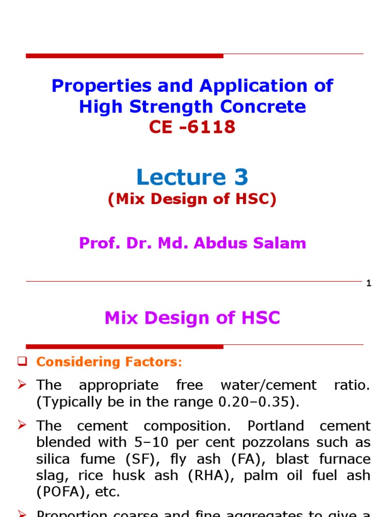 Properties and Application of High Strength Concrete: Prof. Dr. Md ...