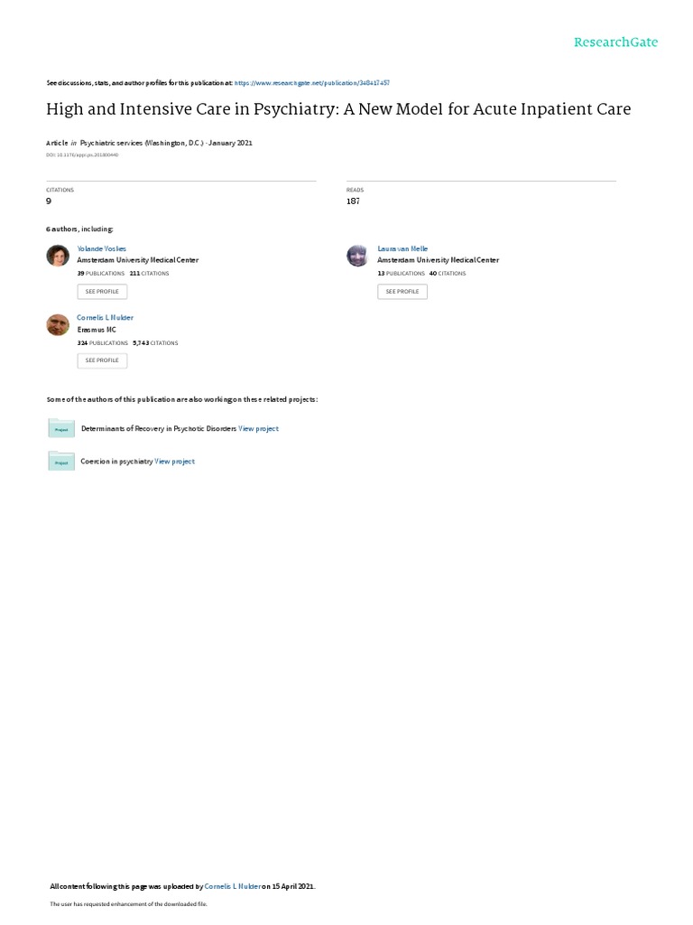 A New Model for High and Intensive Care in Acute Psychiatric Inpatient ...