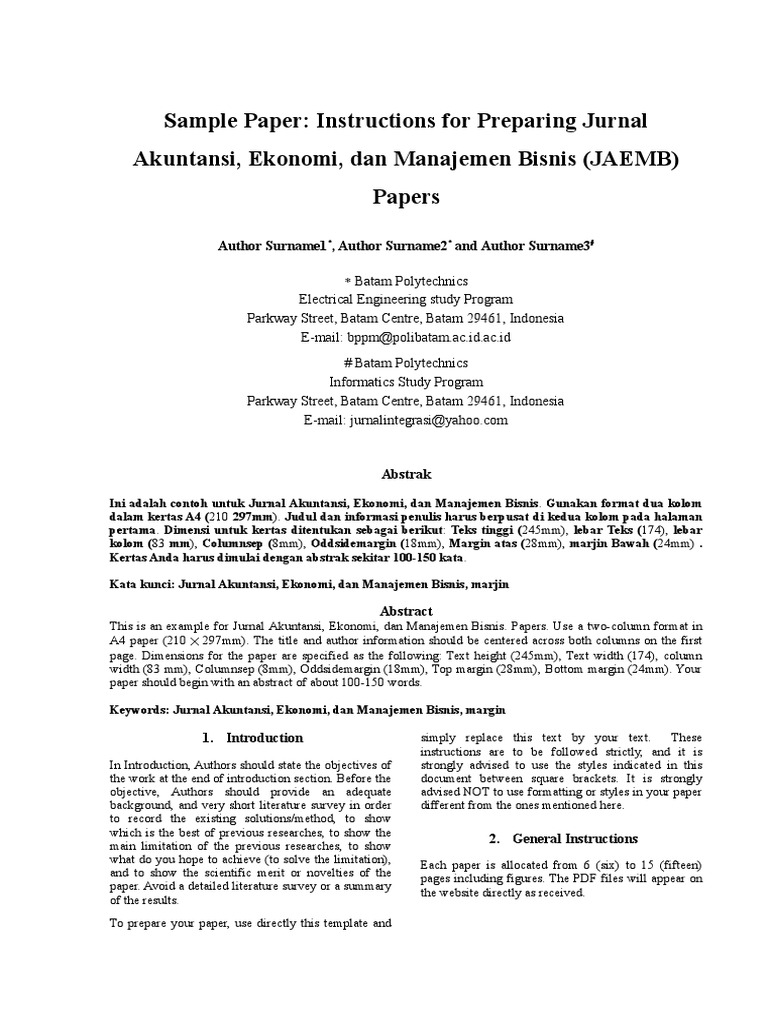 FORMAT-Jurnal JAEMB Update | PDF | Citation | Written Communication