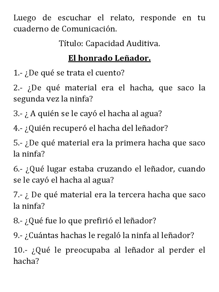 El Honrado Leñador | PDF