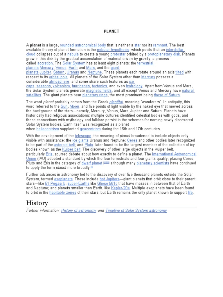 PLANET | PDF | Planets | Natural Satellite