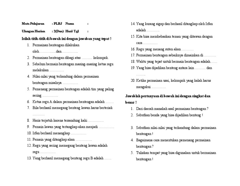 Uh2 PLBJ | PDF | Olahraga & Rekreasi