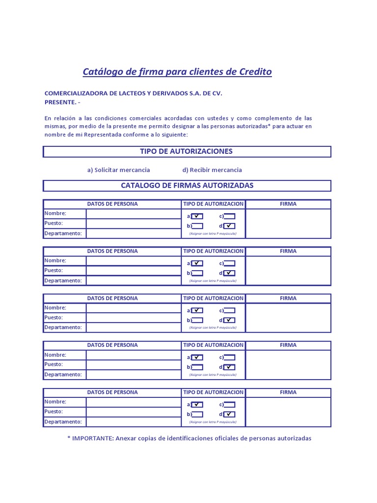 Formato Catalogo de Firma | PDF