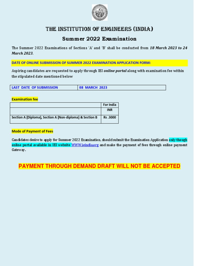 Sum 2022 Exm Schedule | PDF | Engineering