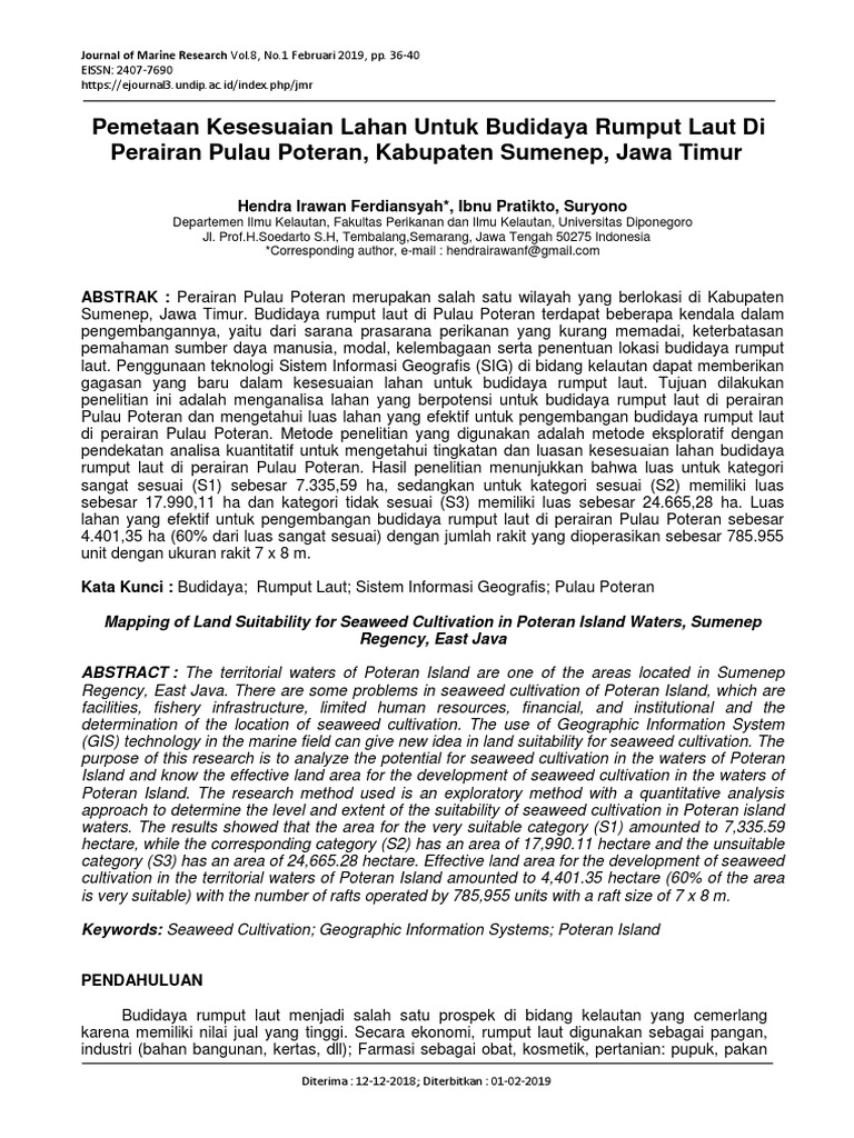Pemetaan Lahan Budidaya Rumput Laut Poteran | PDF | Sains & Matematika